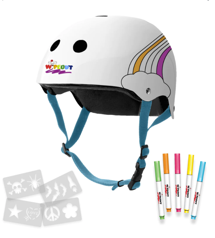 Shop Online for Wipeout Kids Helmet White Rainbow | at Sunset Surf Shop